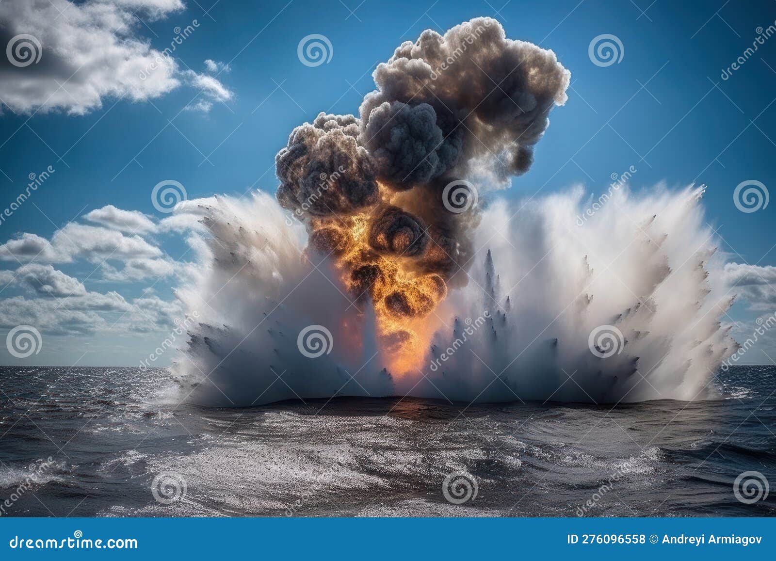 Underwater Gas Explosion. Disaster in Gas Pipeline. Generative AI ...