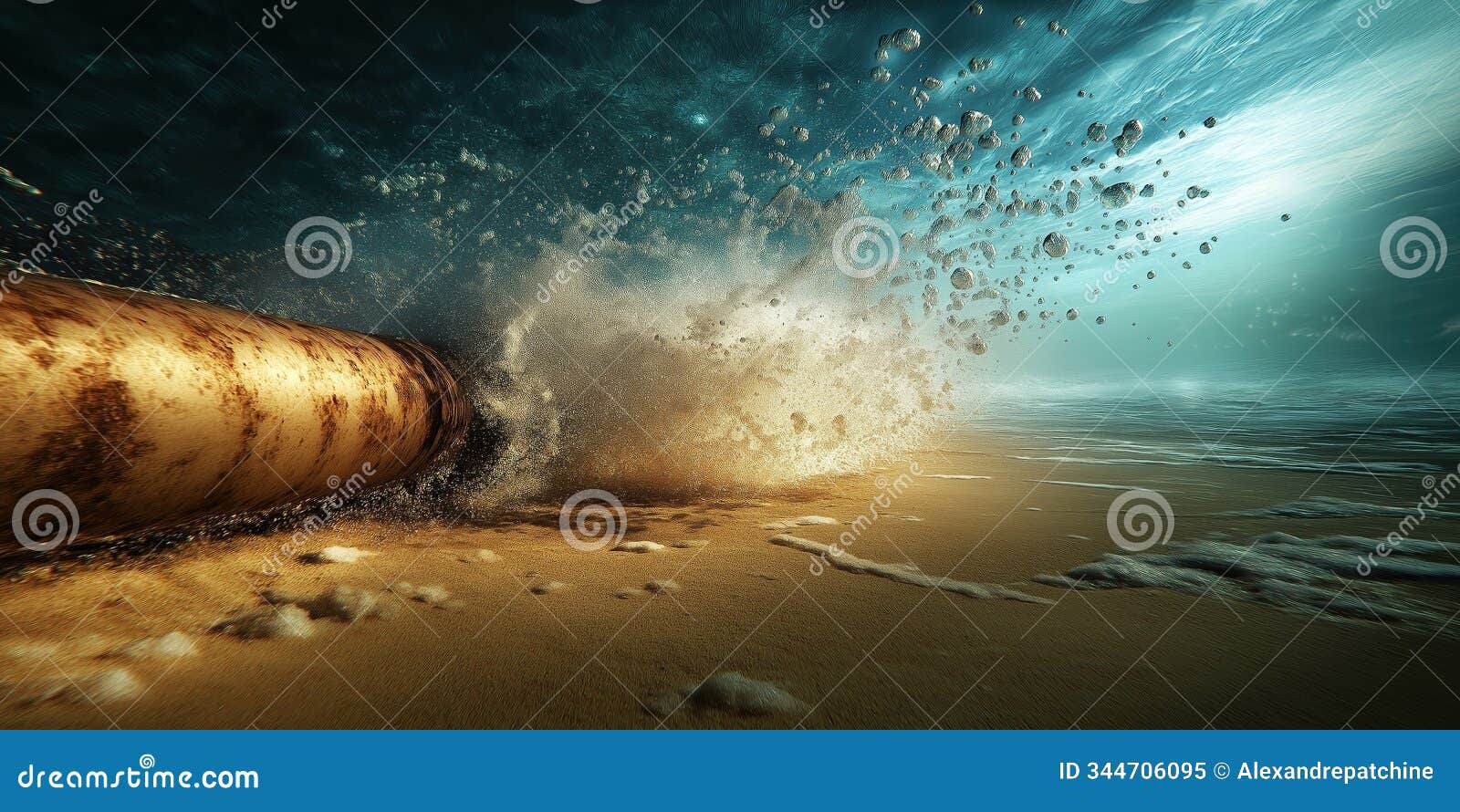 Underwater Gas Pipe Exploding on Ocean Floor Stock Illustration ...