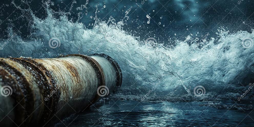 Underwater Gas Pipe Explosion Causing Water Splashes Stock Illustration ...