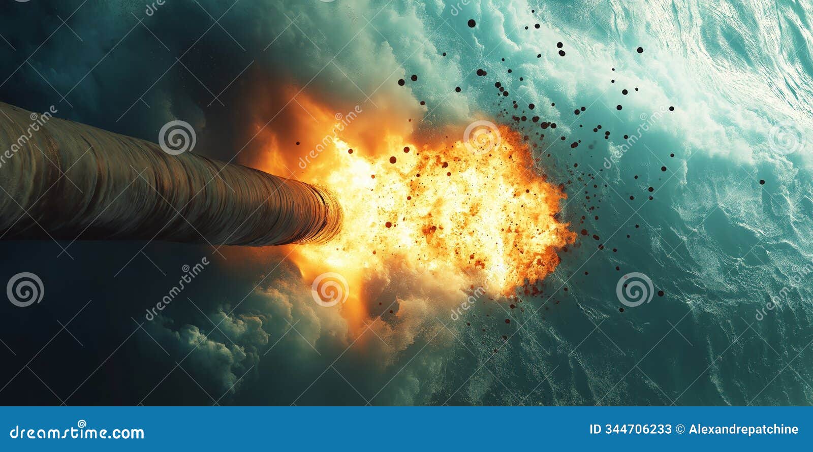 Underwater Gas Pipeline Exploding in the Ocean Stock Illustration ...