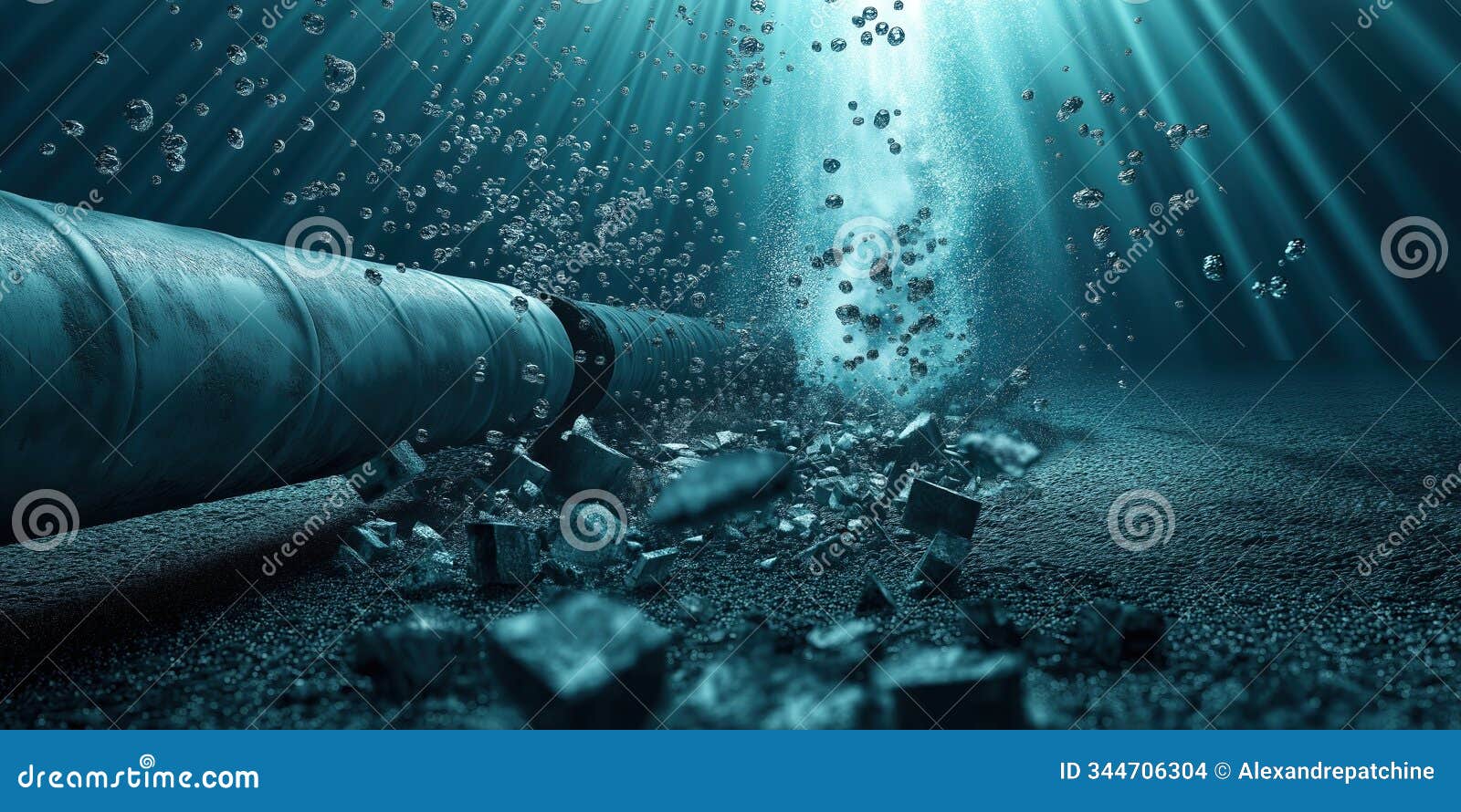 Underwater Gas Pipeline Explosion Causing Environmental Damage Stock ...