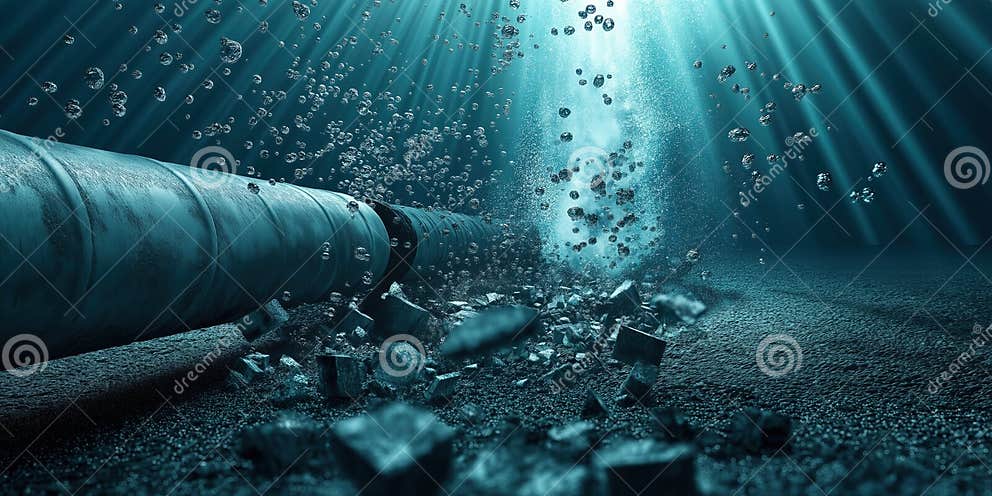 Underwater Gas Pipeline Explosion Causing Environmental Damage Stock ...