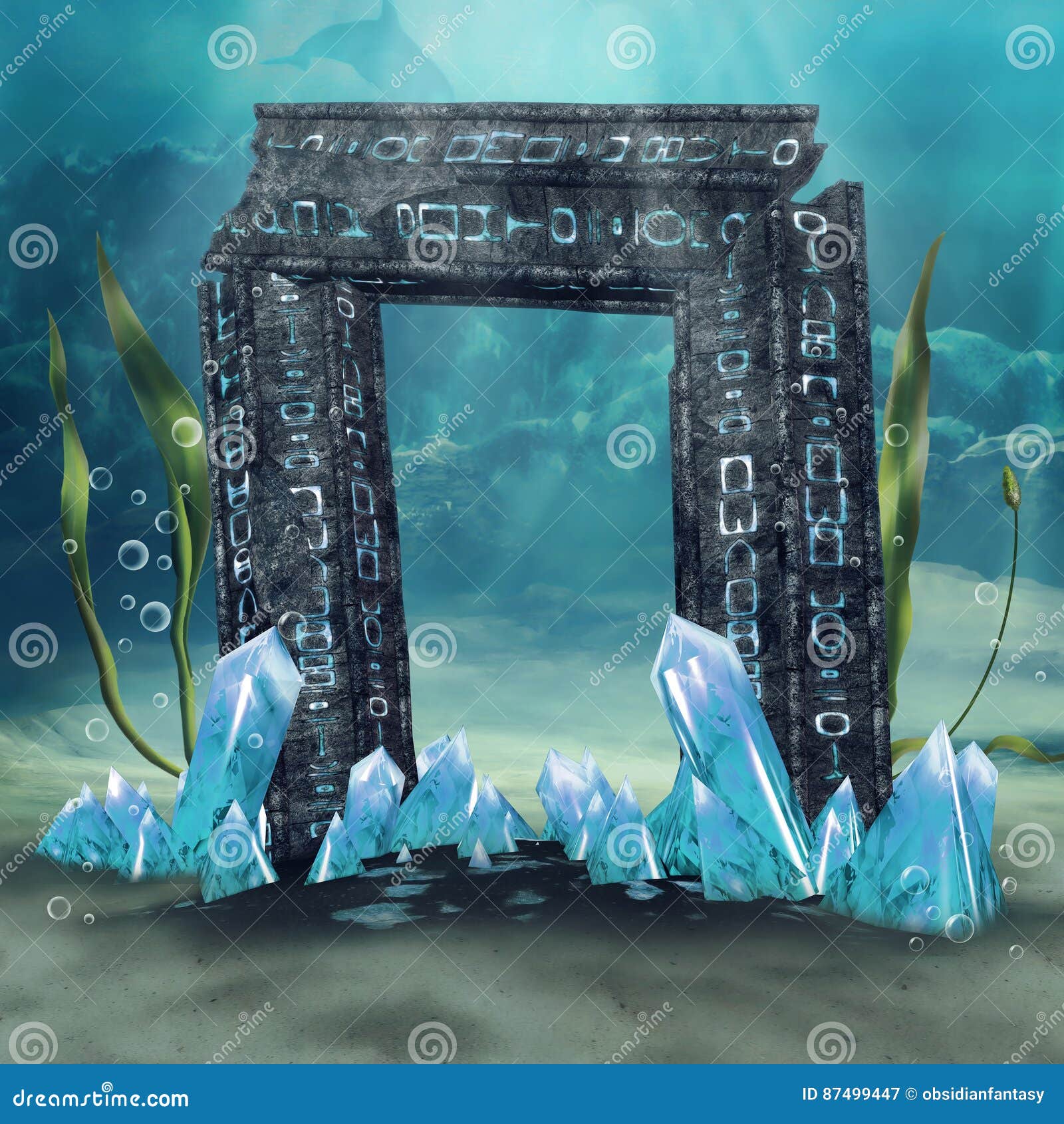 Underwater Gate With Crystals Stock Image | CartoonDealer.com #87499447