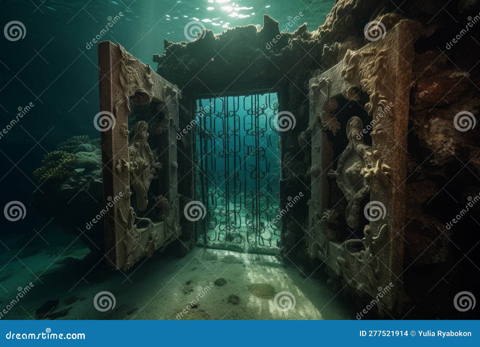 Underwater Gates Nature. Generate Ai Stock Illustration - Illustration ...
