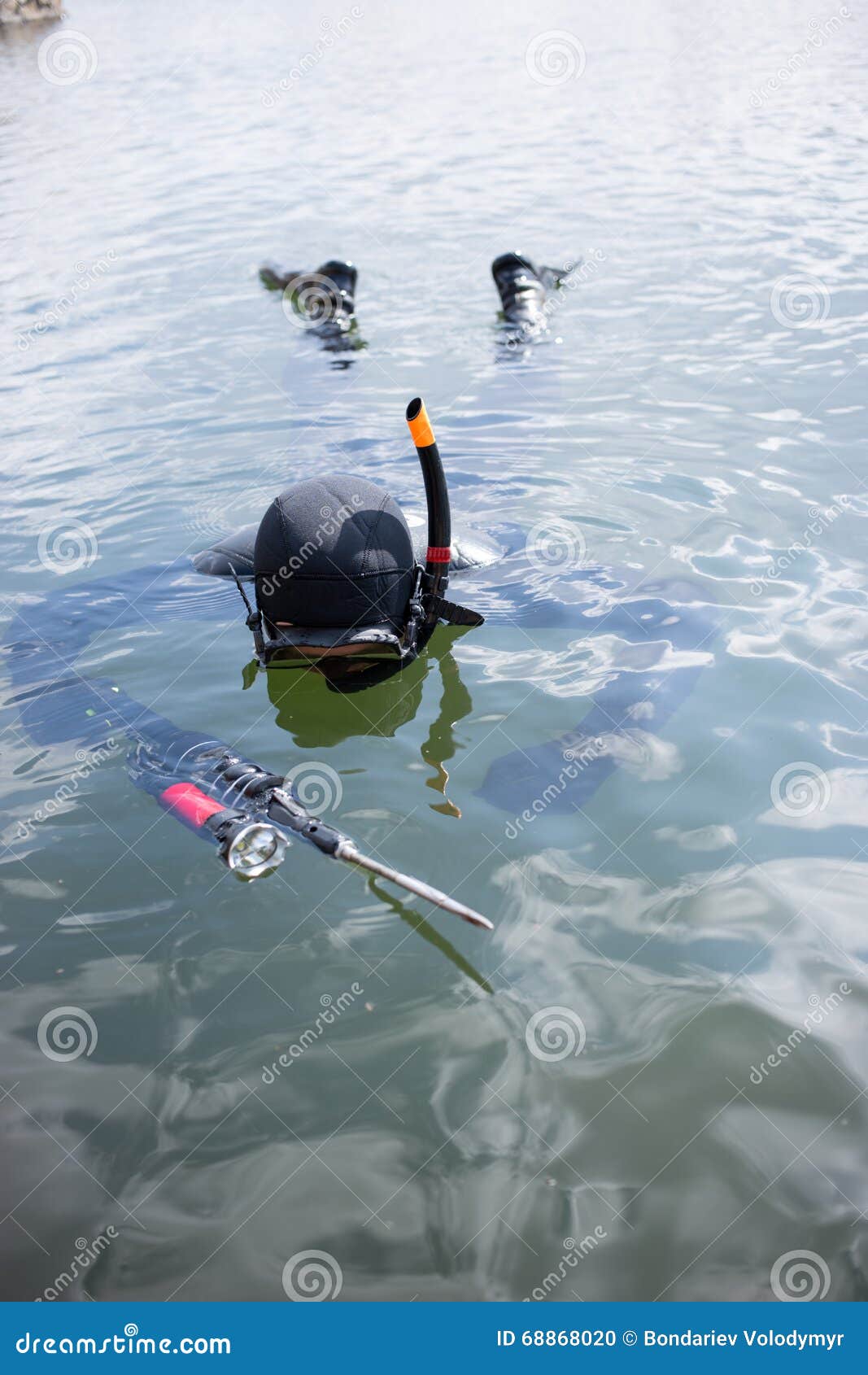 Underwater hunter. stock photo. Image of spear, hunting - 68868020