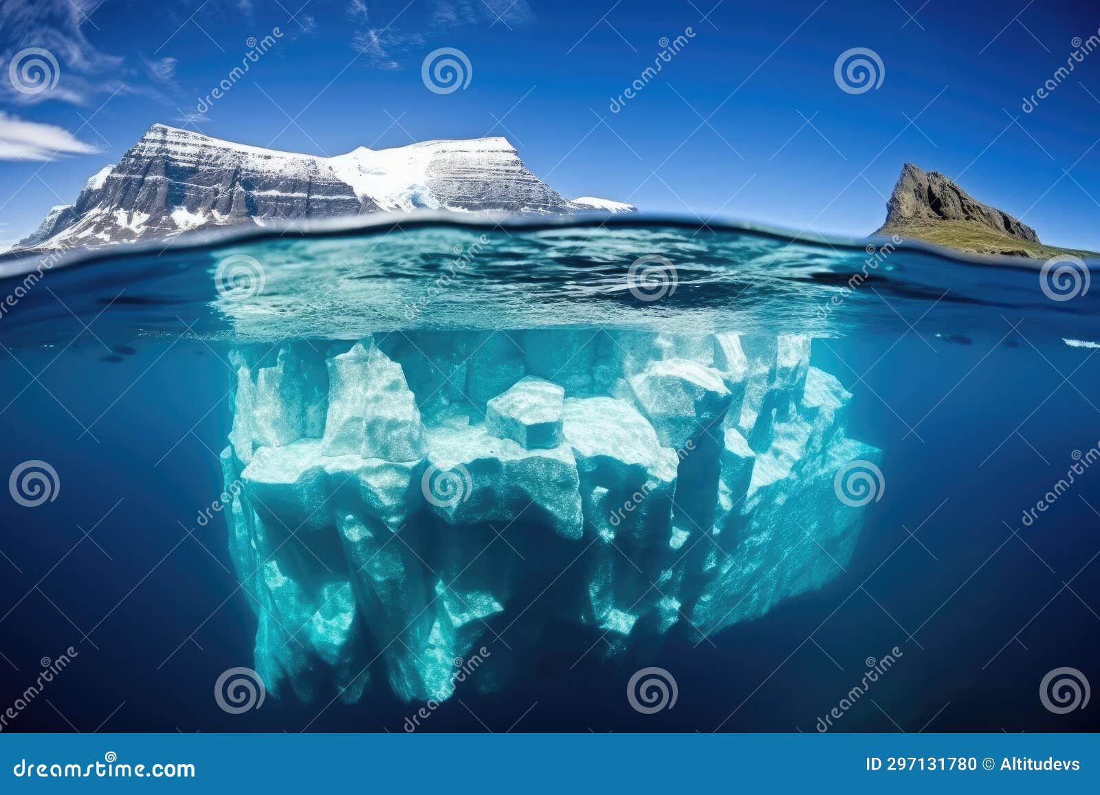 Underwater Iceberg View through Crystal Clear Water Stock Photo - Image ...