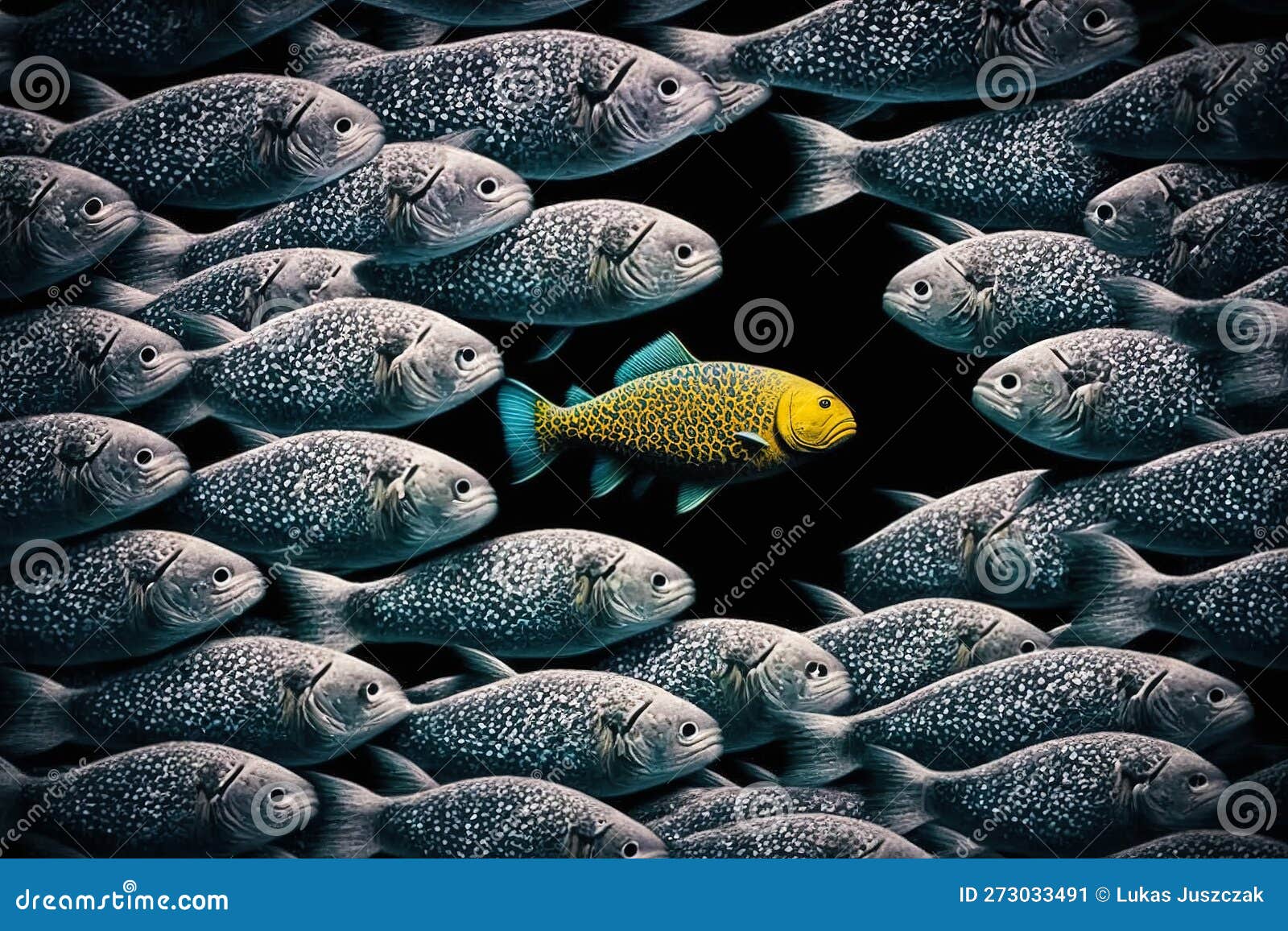 Underwater Illustration Of A Group Of Fish Swimming In The Same ...