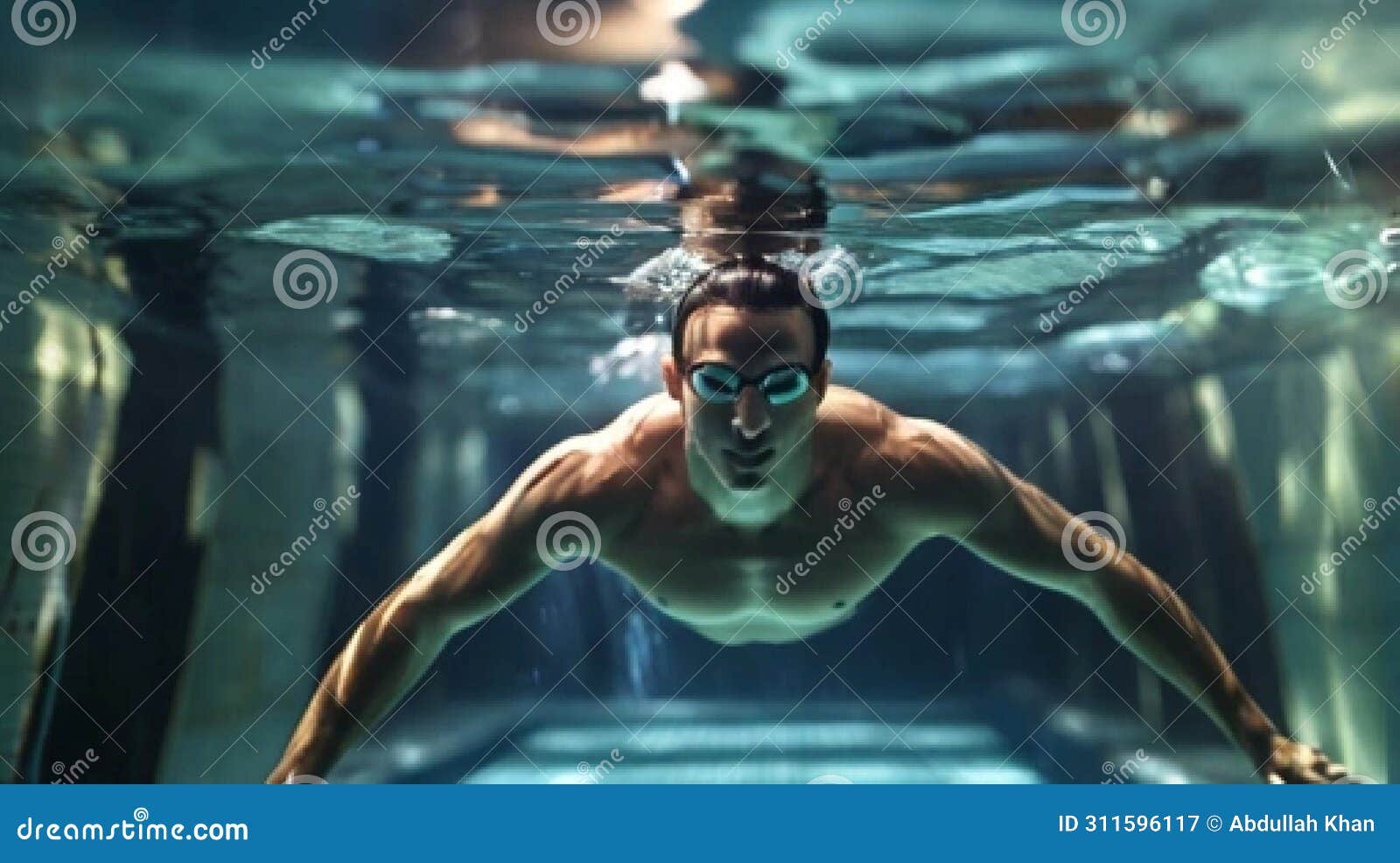 Underwater Image of a Male Swimmer Diving Stock Illustration ...