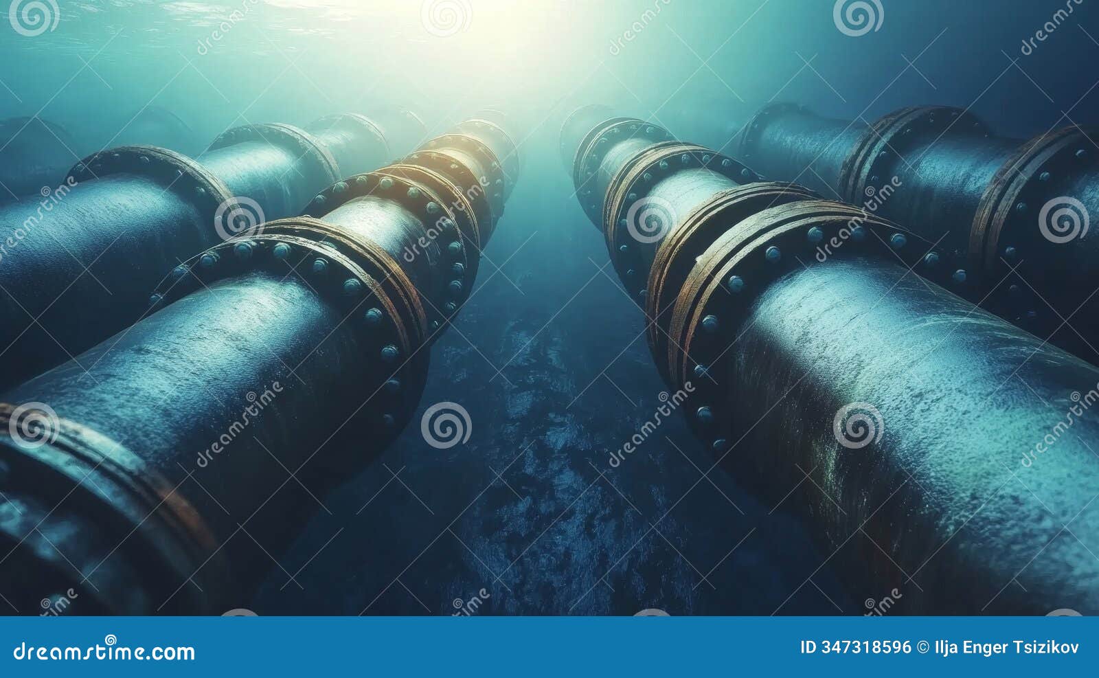 Underwater Infrastructure Submerged Pipelines Stretching into the ...