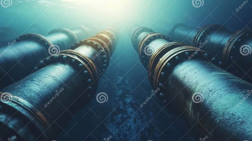 Underwater Infrastructure Submerged Pipelines Stretching into the Depths of the Abyss Stock ...