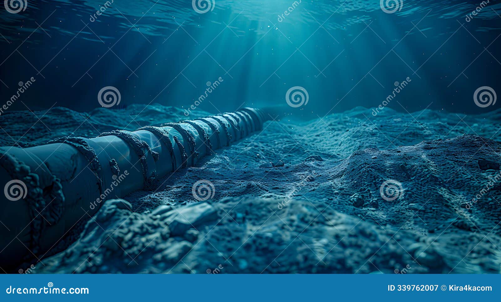 An Underwater Internet Communication Cable on the Seabed Under Ocean ...