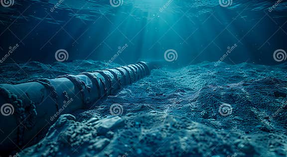 An Underwater Internet Communication Cable on the Seabed Under Ocean ...