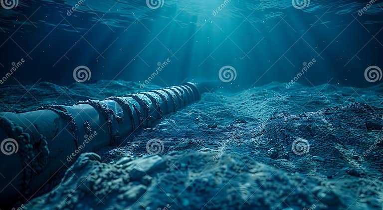 An Underwater Internet Communication Cable on the Seabed Under Ocean ...
