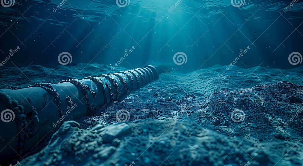 An Underwater Internet Communication Cable on the Seabed Under Ocean ...