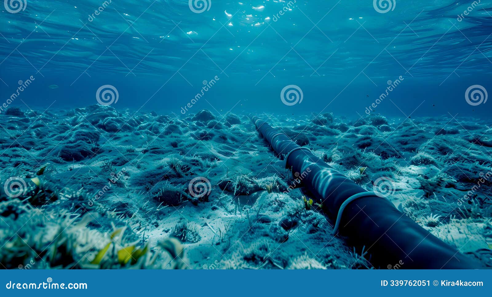 An Underwater Internet Communication Cable on the Seabed Under Ocean ...