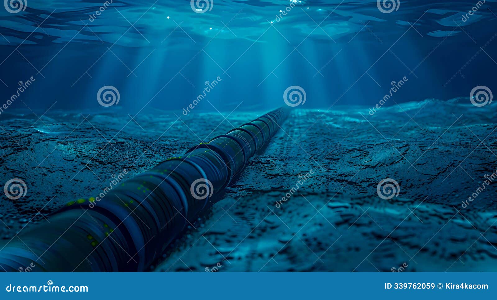 An Underwater Internet Communication Cable on the Seabed Under Ocean ...
