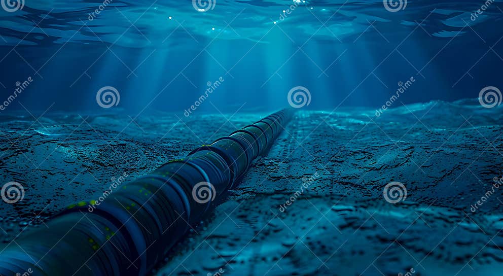 An Underwater Internet Communication Cable on the Seabed Under Ocean ...