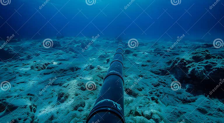 An Underwater Internet Communication Cable on the Seabed Under Ocean ...