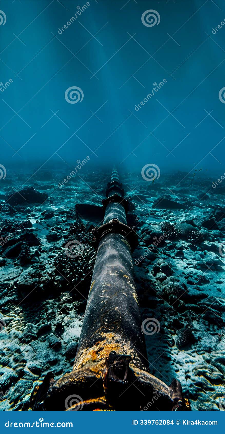 An Underwater Internet Communication Cable on the Seabed Under Ocean ...