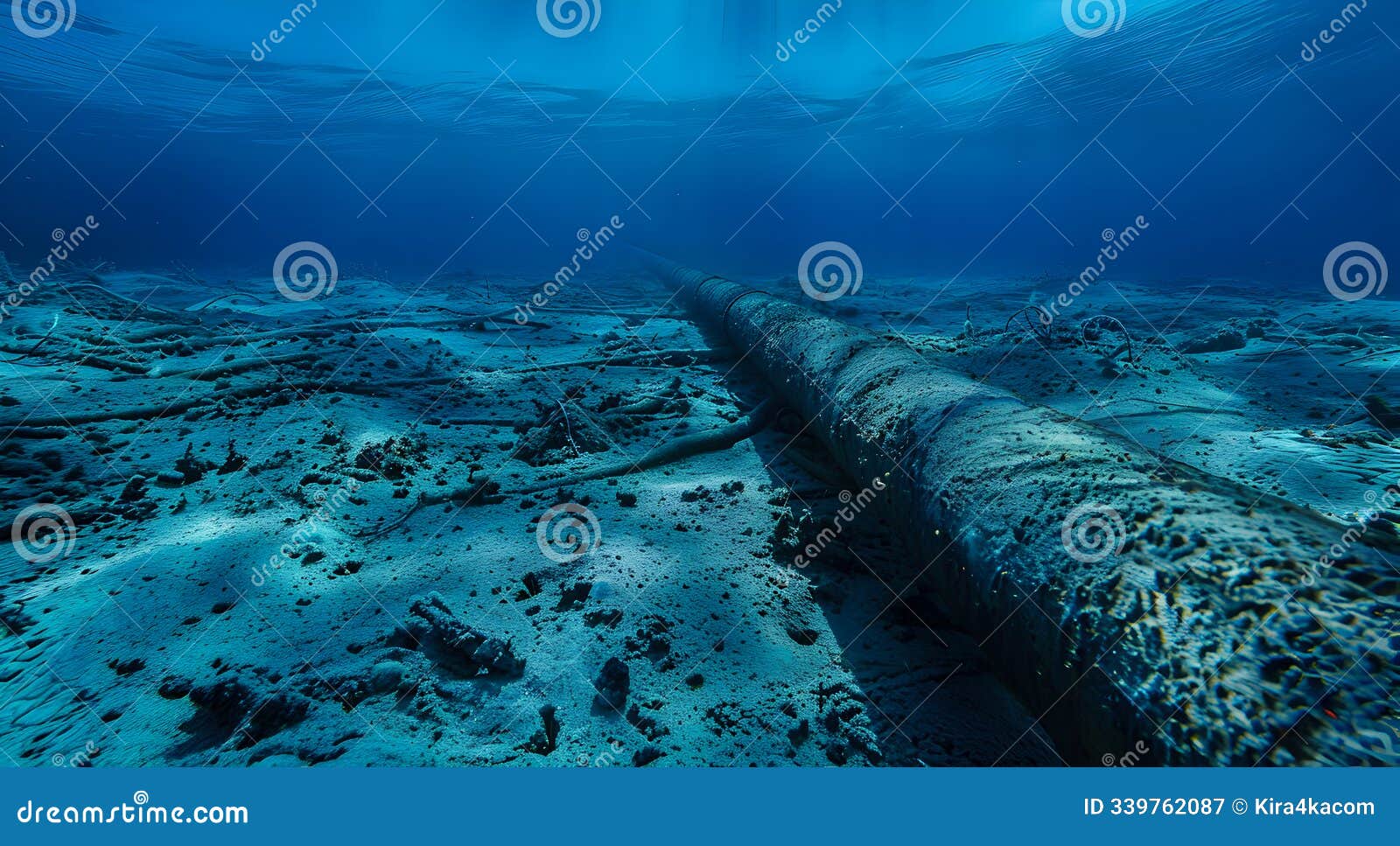 An Underwater Internet Communication Cable on the Seabed Under Ocean ...
