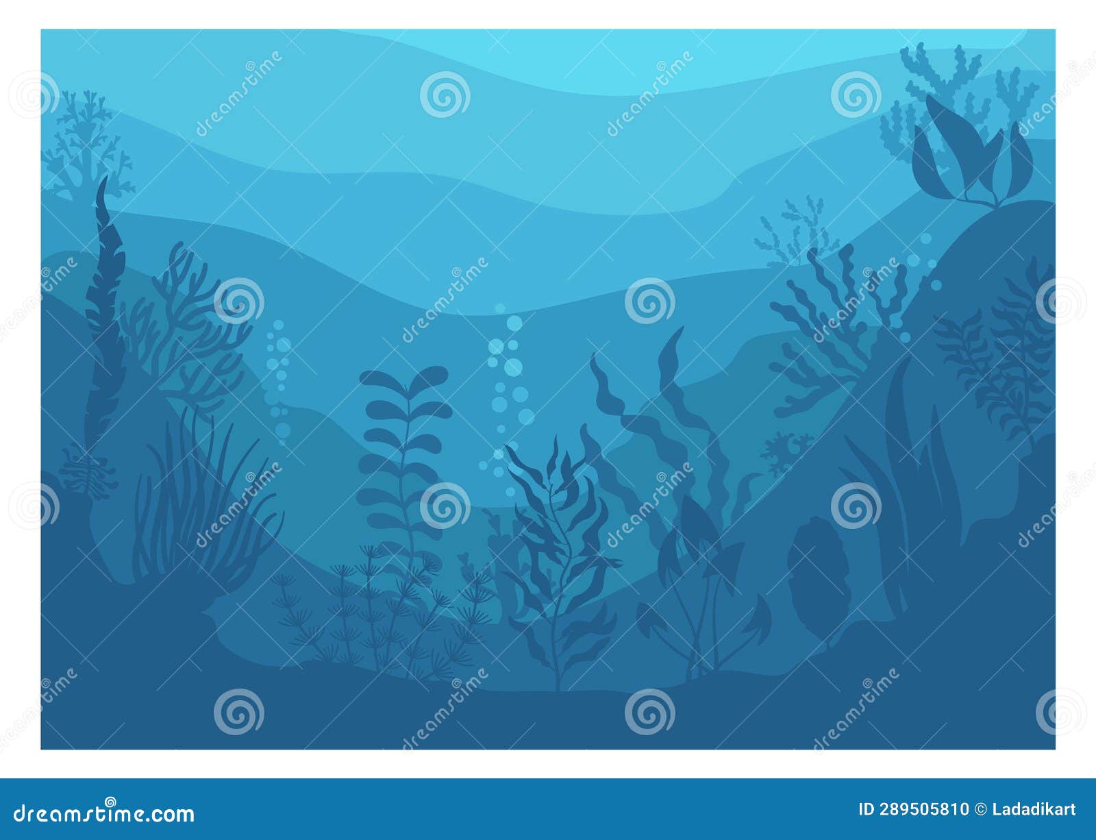 Underwater Landscape. Ocean Bottom with Plants and Corals Stock ...