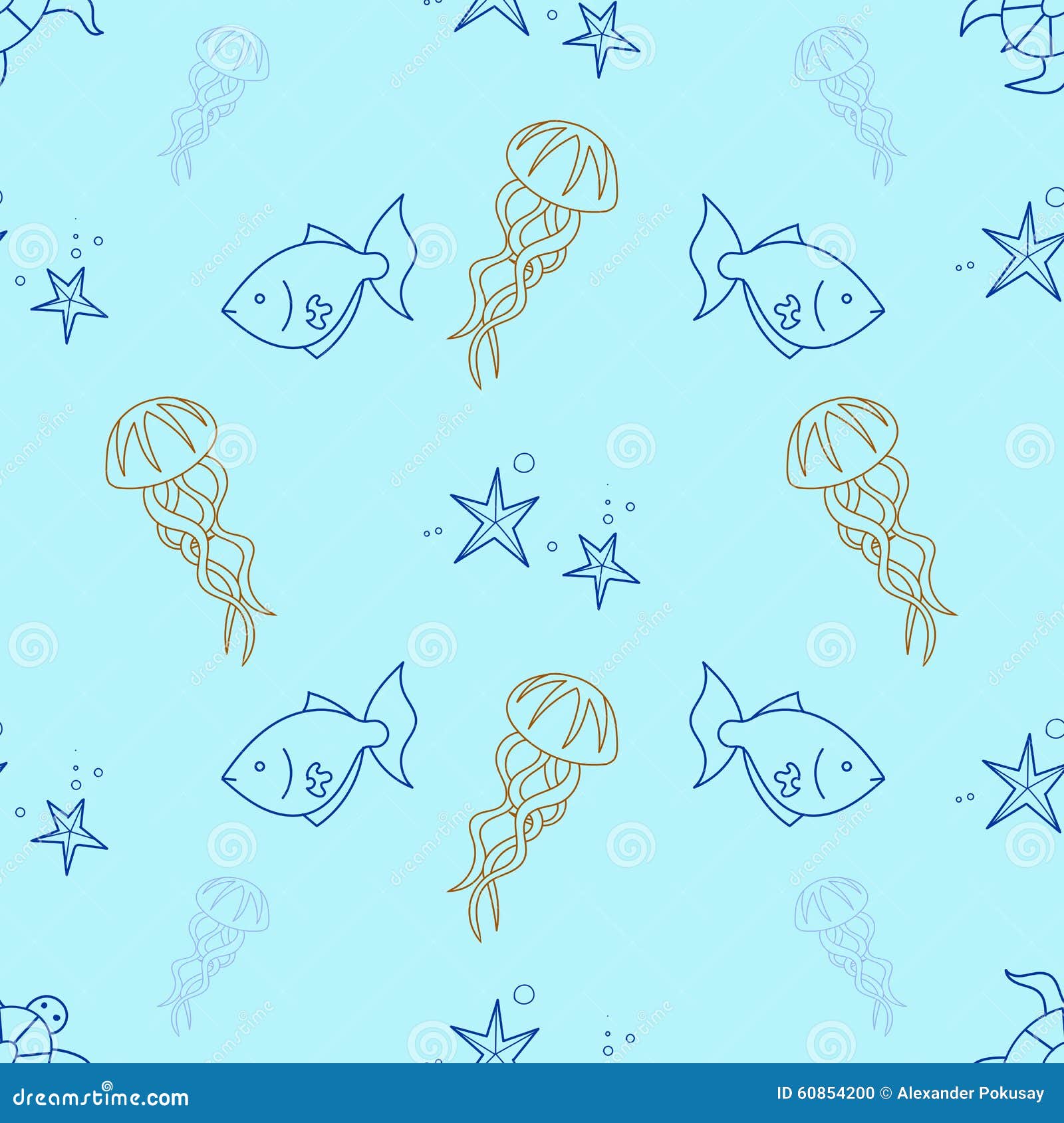 Underwater Life Seamless Pattern Stock Vector - Illustration of animal ...