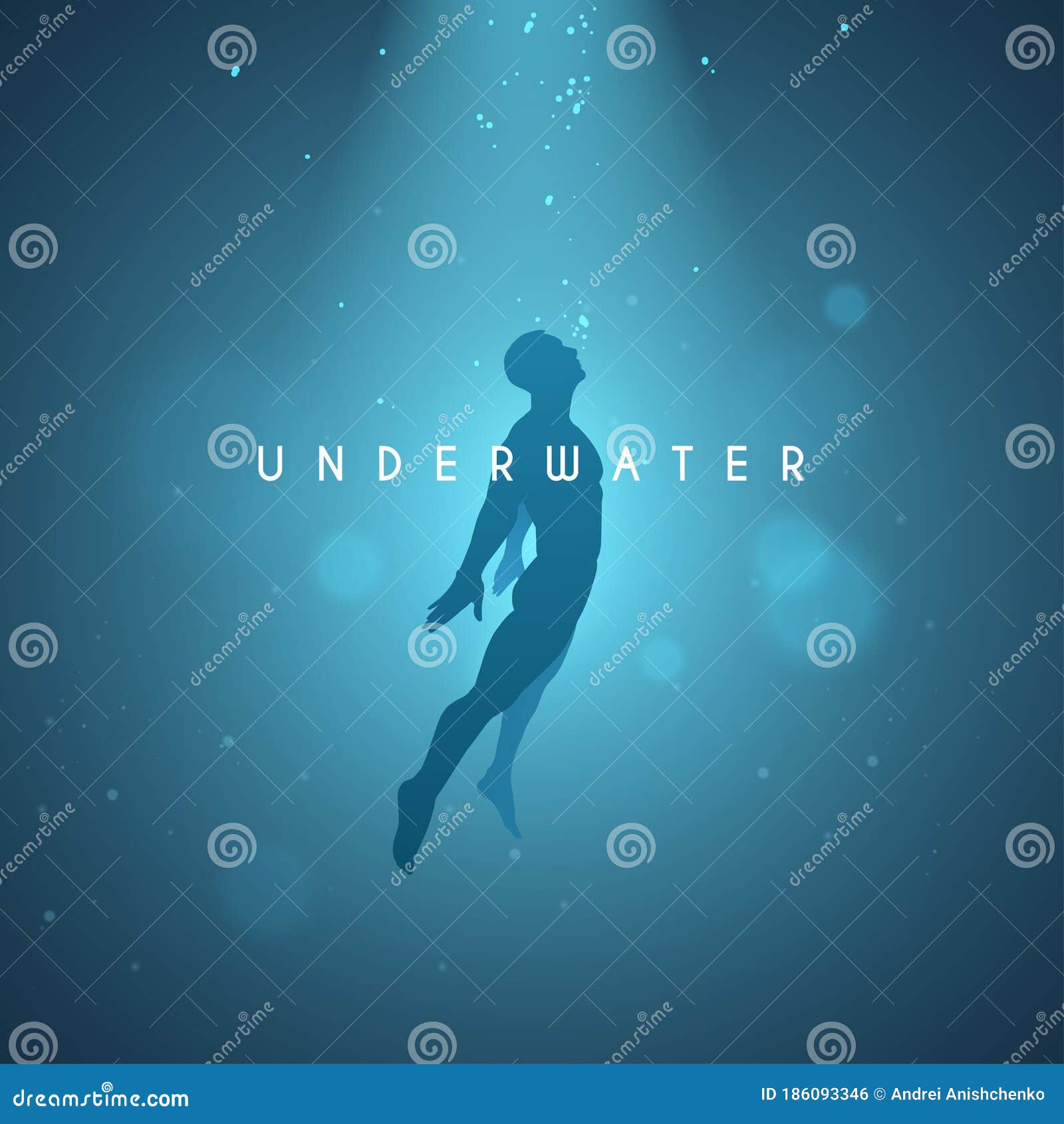 Underwater Man Illustration with Light Effect Stock Vector ...
