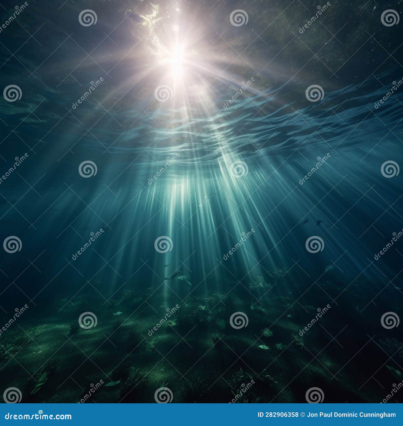An Underwater Ocean Illustration Showing Sun Rays Shining through the ...