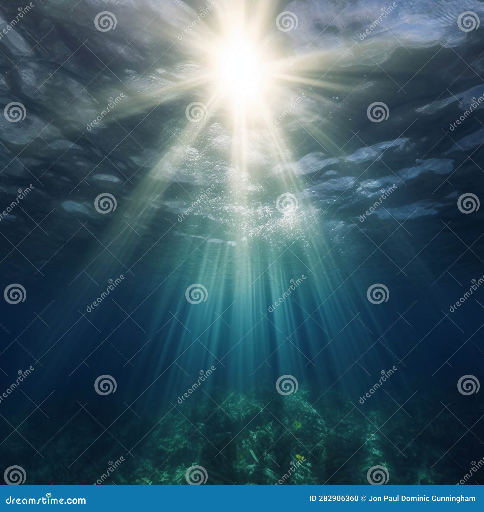 An Underwater Ocean Illustration Showing Sun Rays Shining through the ...