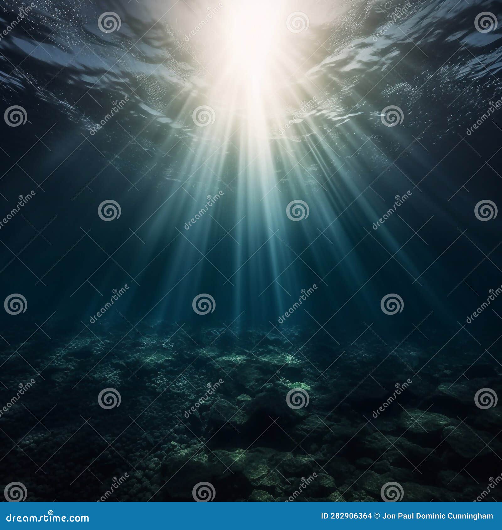 An Underwater Ocean Illustration Showing Sun Rays Shining through the ...