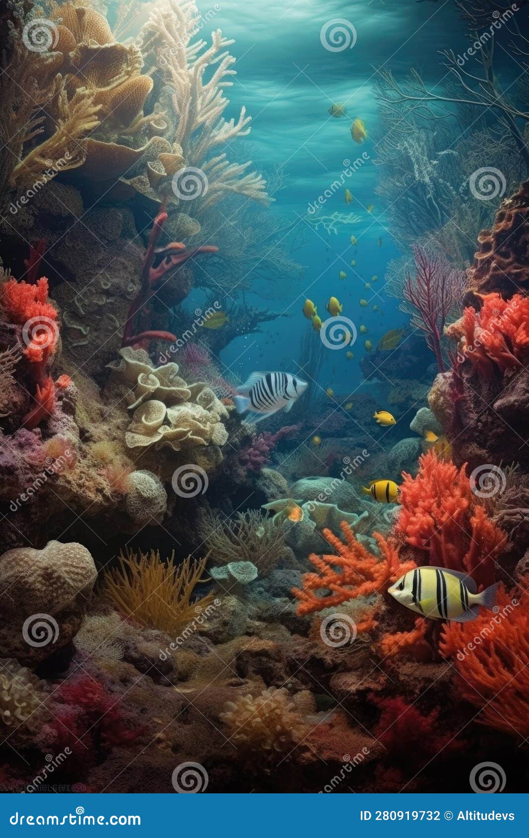 Underwater Ocean Scene with Coral Reef Stock Illustration ...
