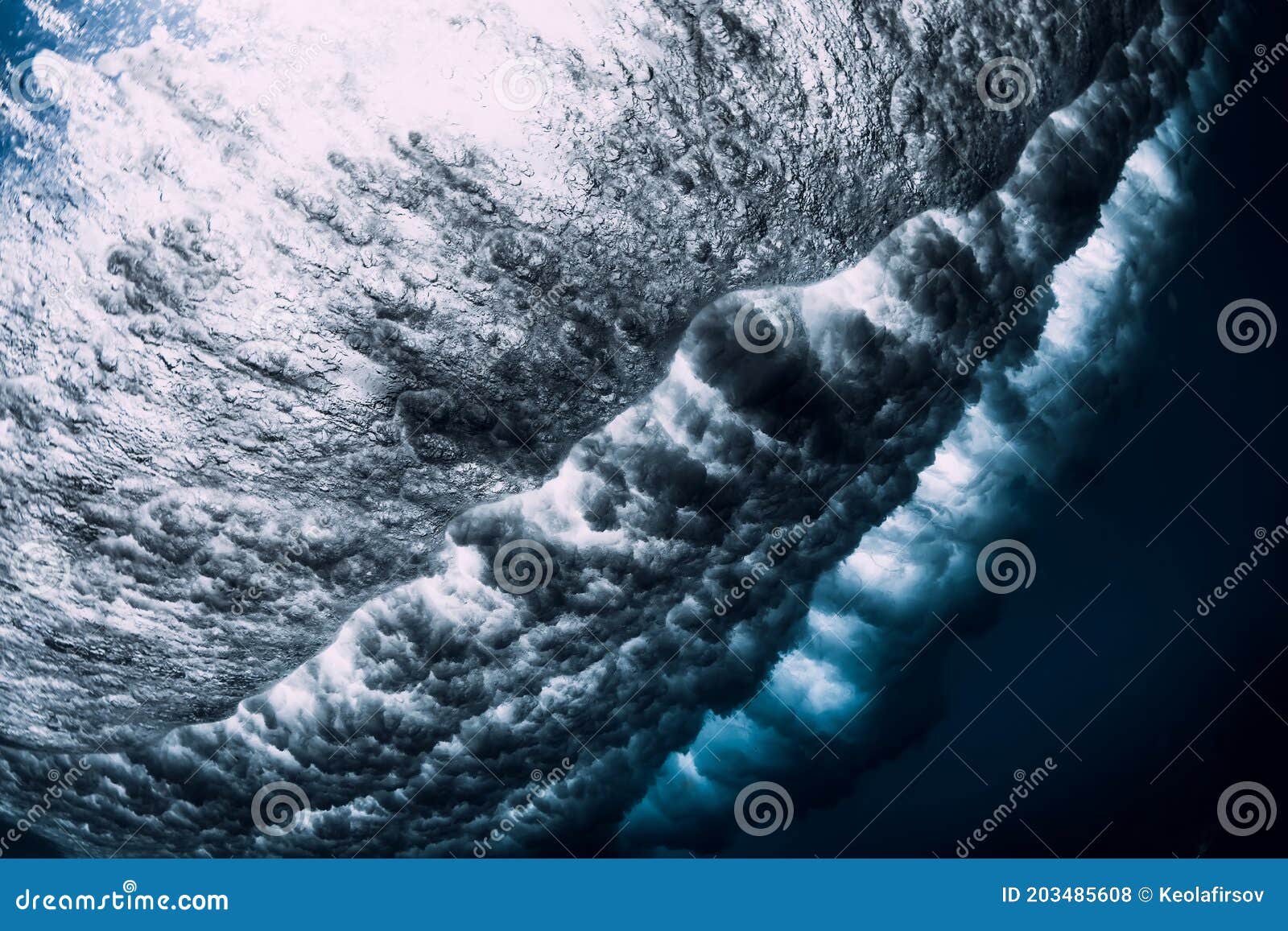 Underwater Ocean Wave with Foam and Bubbles Stock Photo - Image of ...