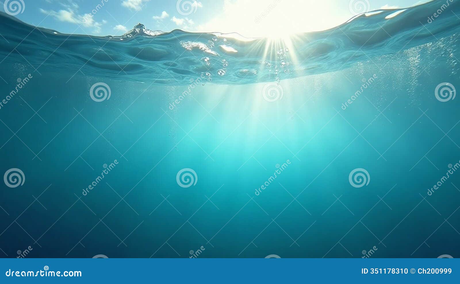 Underwater Ocean Waves Sunlight Bubbles Peace Stock Illustration ...