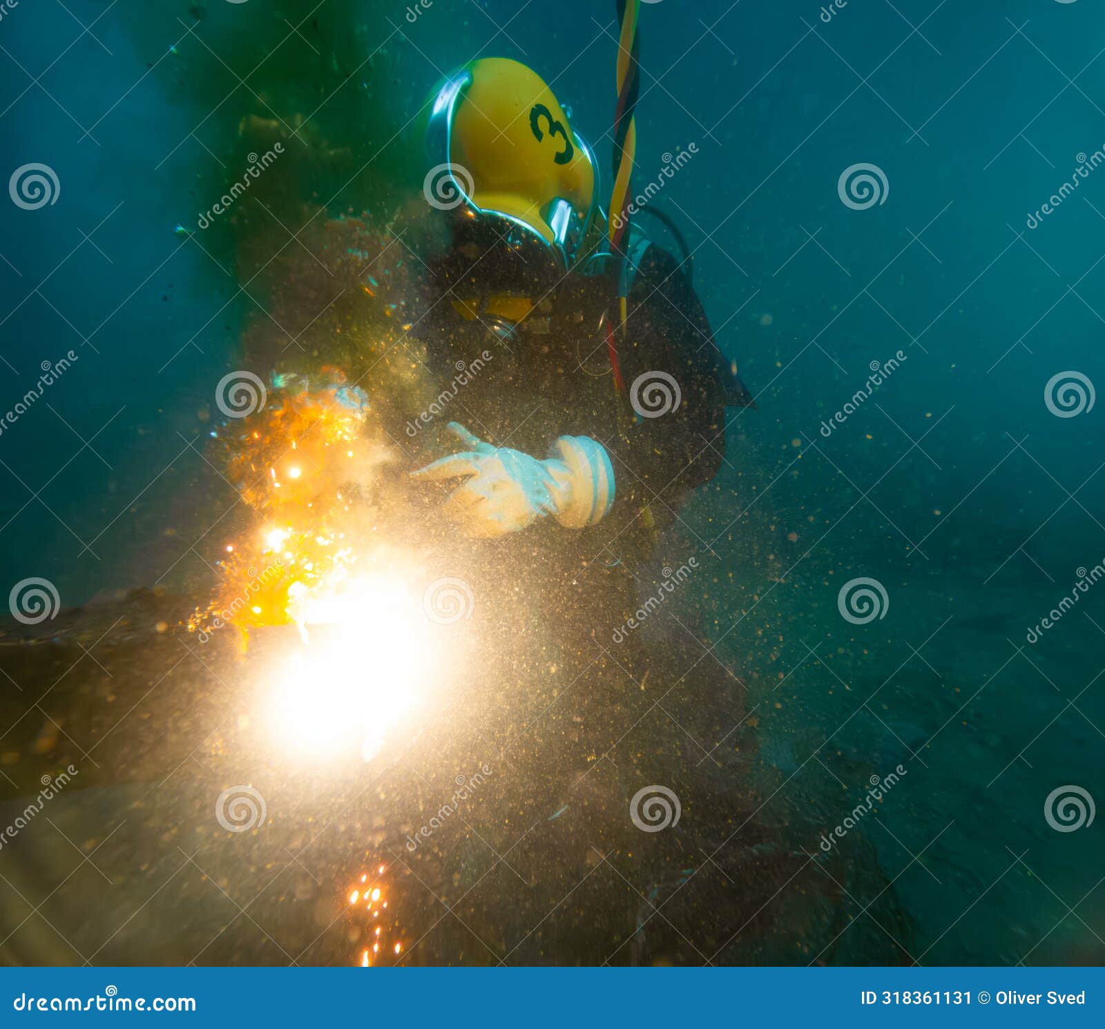 Underwater Oxy-fuel in Deep Ocean Depths Stock Image - Image of ...