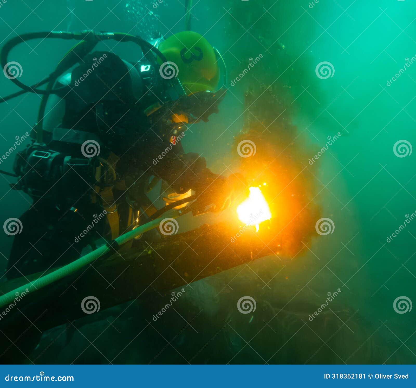 Underwater Oxy-fuel in Deep Ocean Depths Stock Image - Image of gear ...