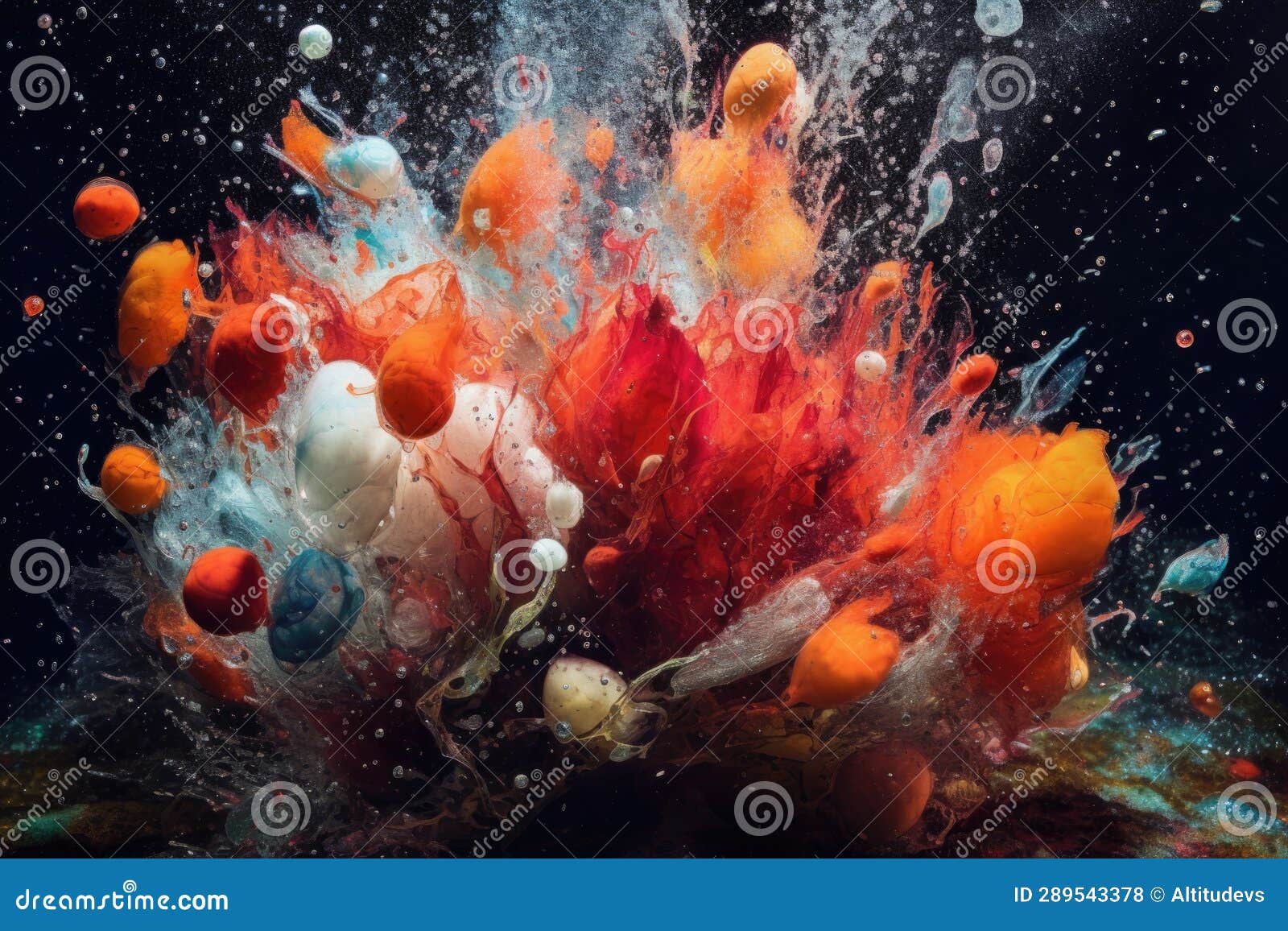 Underwater Paint Explosion with Bubbles Stock Photo - Image of water ...