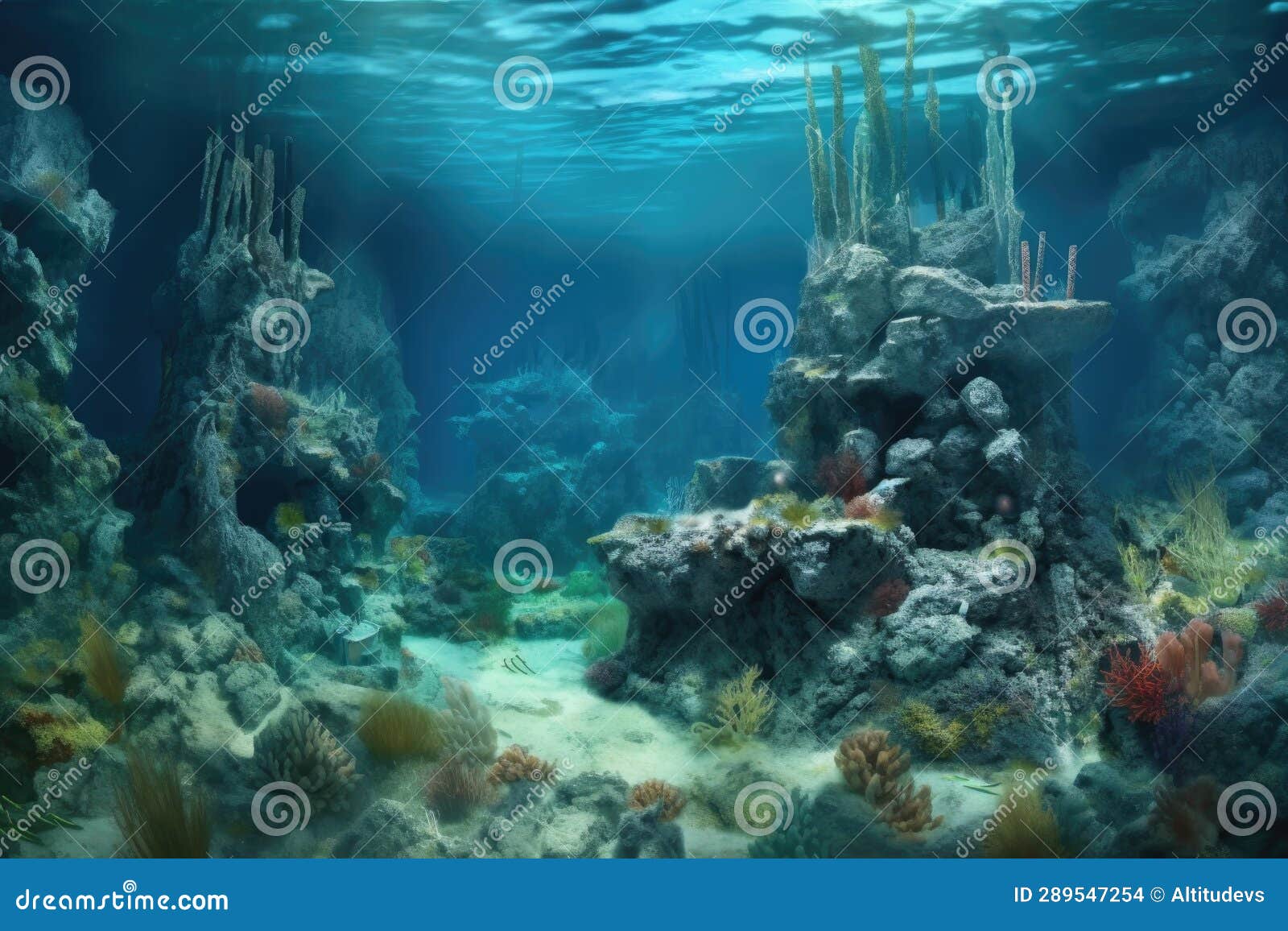Underwater Panorama of a Hydrothermal Vent Landscape Stock Photo ...