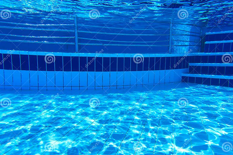 Underwater Part of the Pool with Tiles and Reflections on the Bottom ...