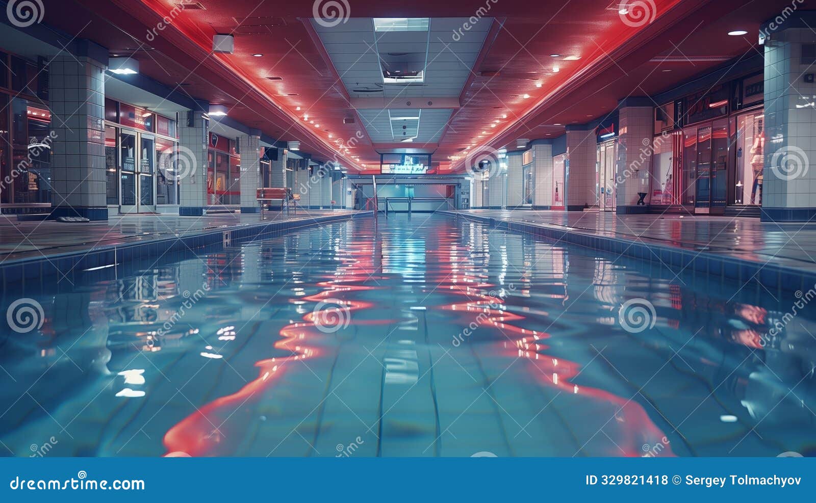 Underwater Perspective of an Empty Indoor Swimming Pool with ...