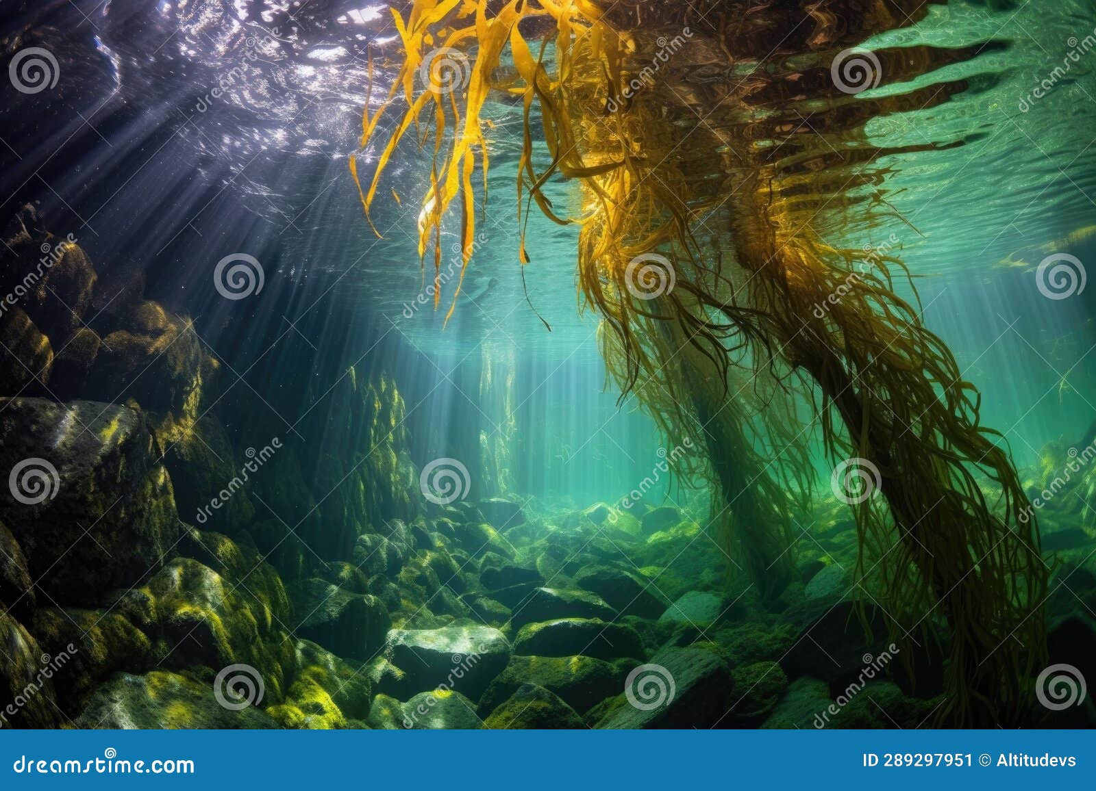 Underwater Perspective of Kelp Canopy Stock Image - Image of underwater ...