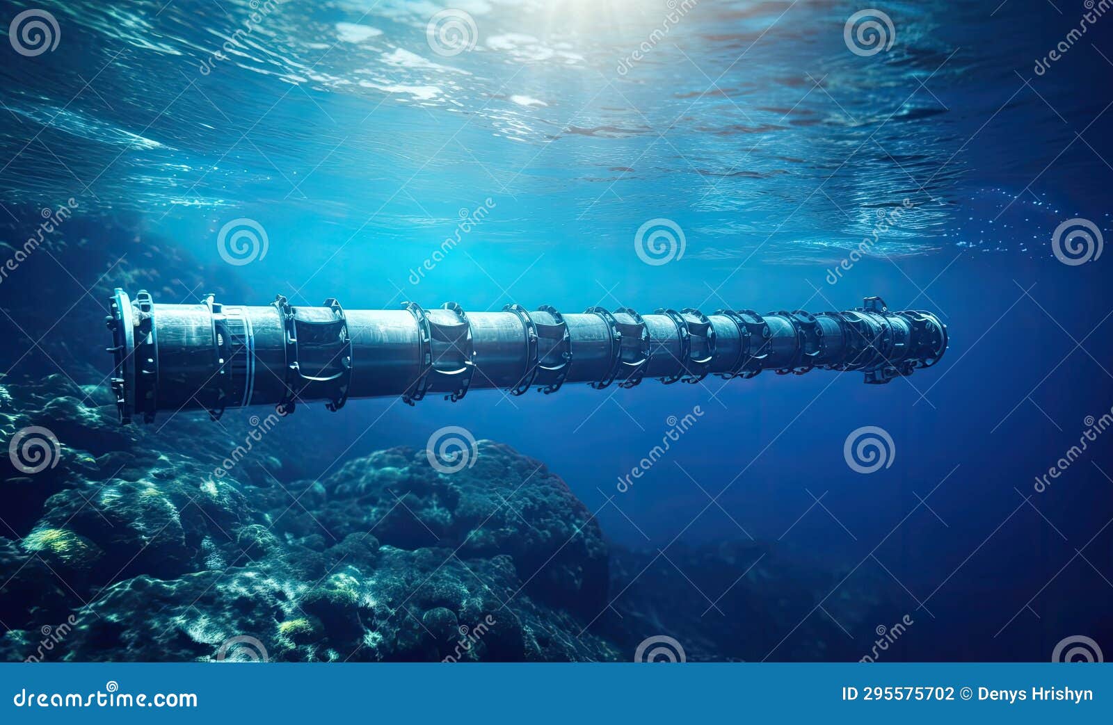 An Underwater Perspective of an Ocean Pipe Stock Photo - Image of pipe ...