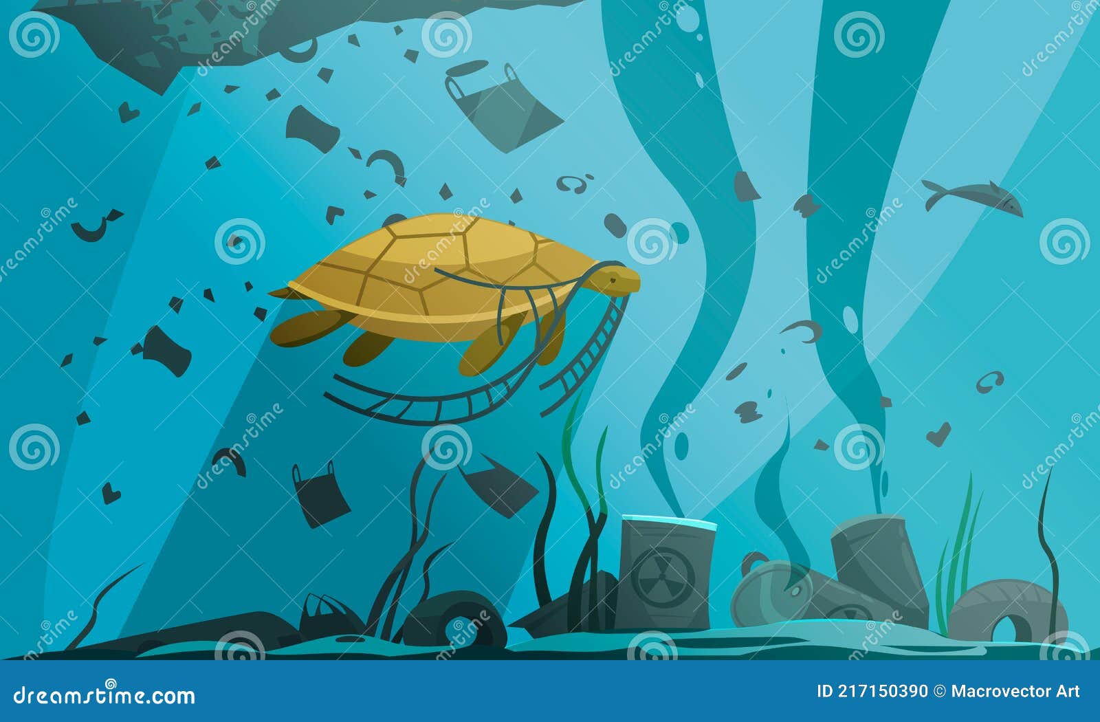 Underwater Pollution Flat Composition Stock Vector - Illustration of ...