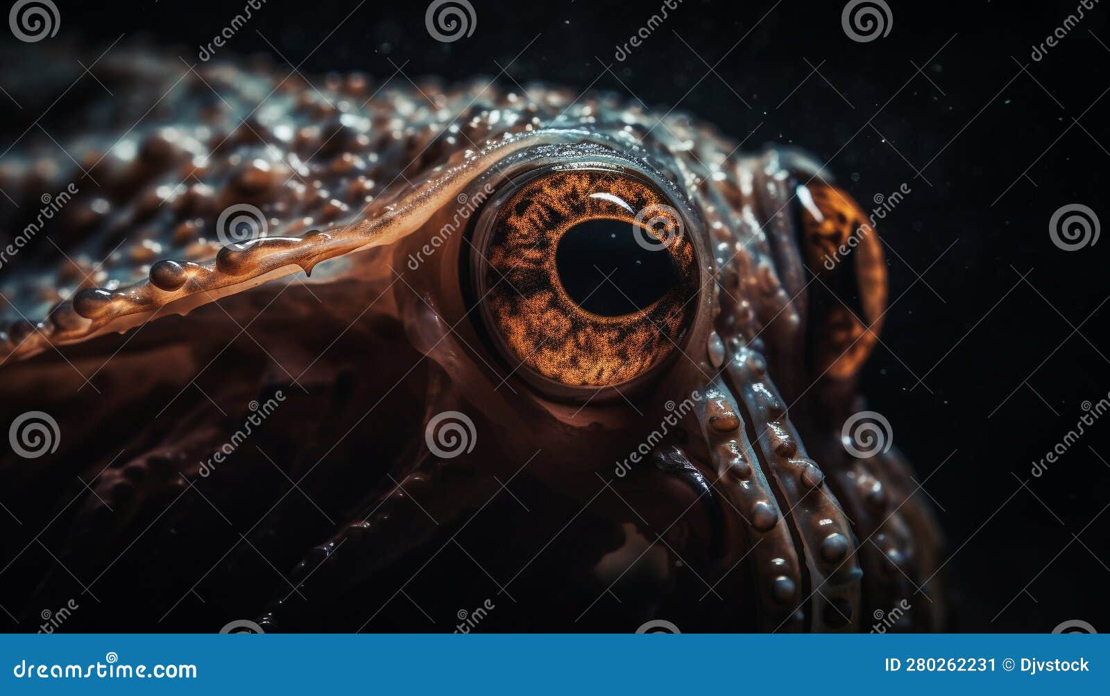 Underwater Portrait of a Multi Colored Octopus with Shiny Tentacles ...