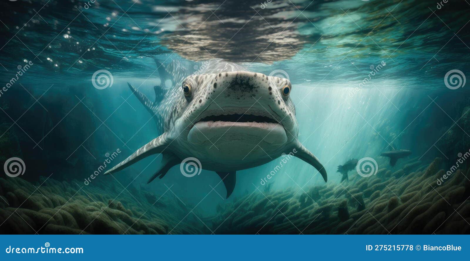Underwater Prehistoric Creature or Dinosaur Swimming Underwater. Stock ...