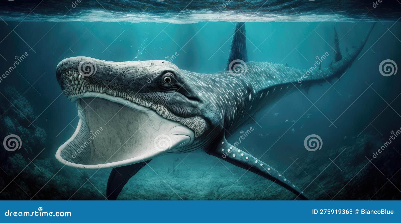 Underwater Prehistoric Creature or Dinosaur Swimming Underwater. Stock ...