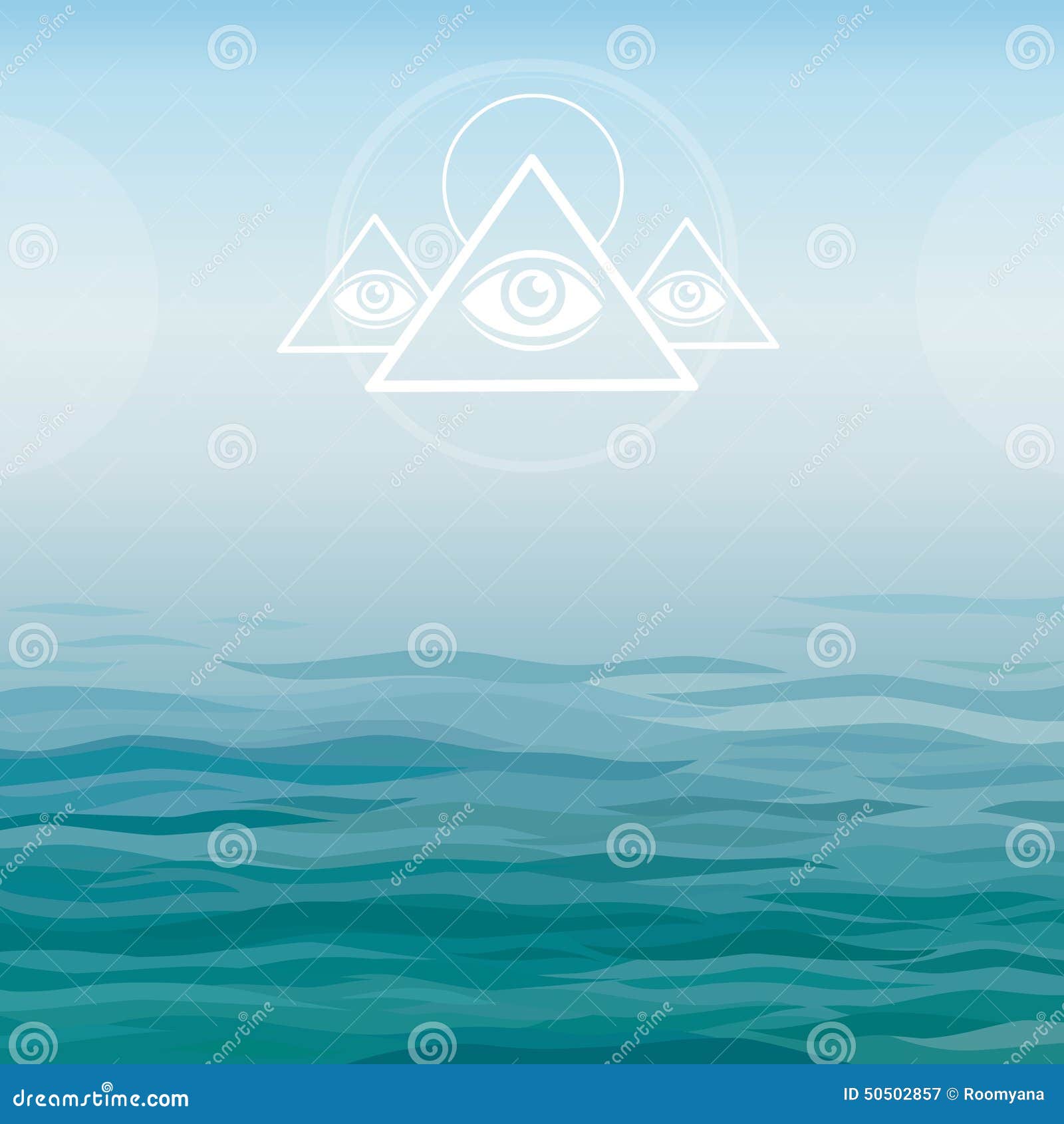 Underwater Pyramids. Bermuda Triangle. Vector Illustration ...