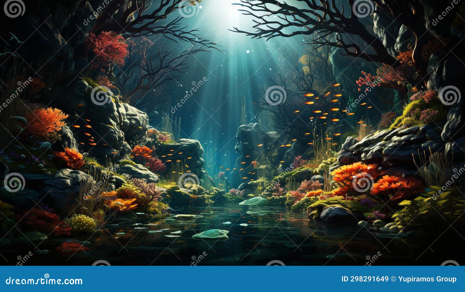 Underwater Reef Fish in Nature, Deep Blue Sea Life Generated by AI ...