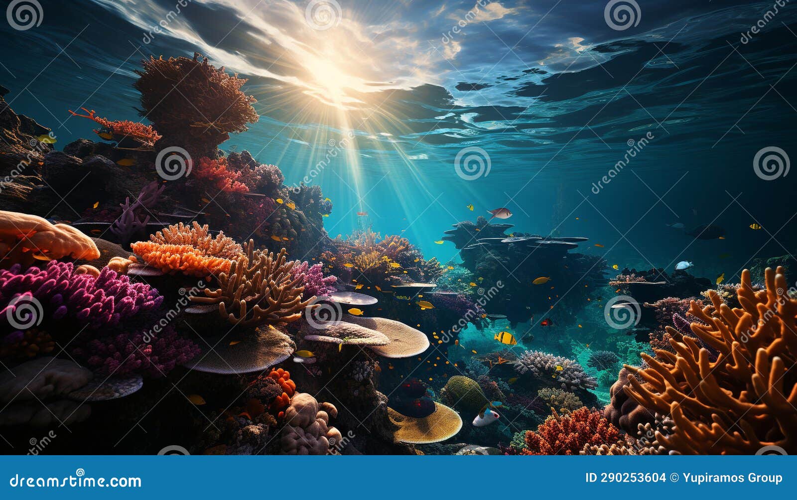 Underwater Reef Fish in Nature Water, Deep Below the Sea Generated by ... Underwater Reef Fish in Nature Water, Deep Below the Sea Generated by ...