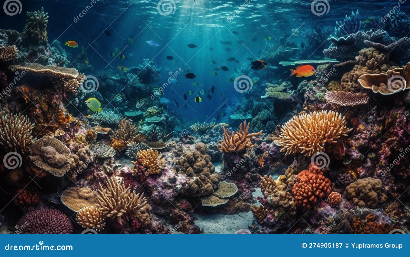 Underwater Reef Teeming with Ful Sea Life Generated by AI Stock Image ...