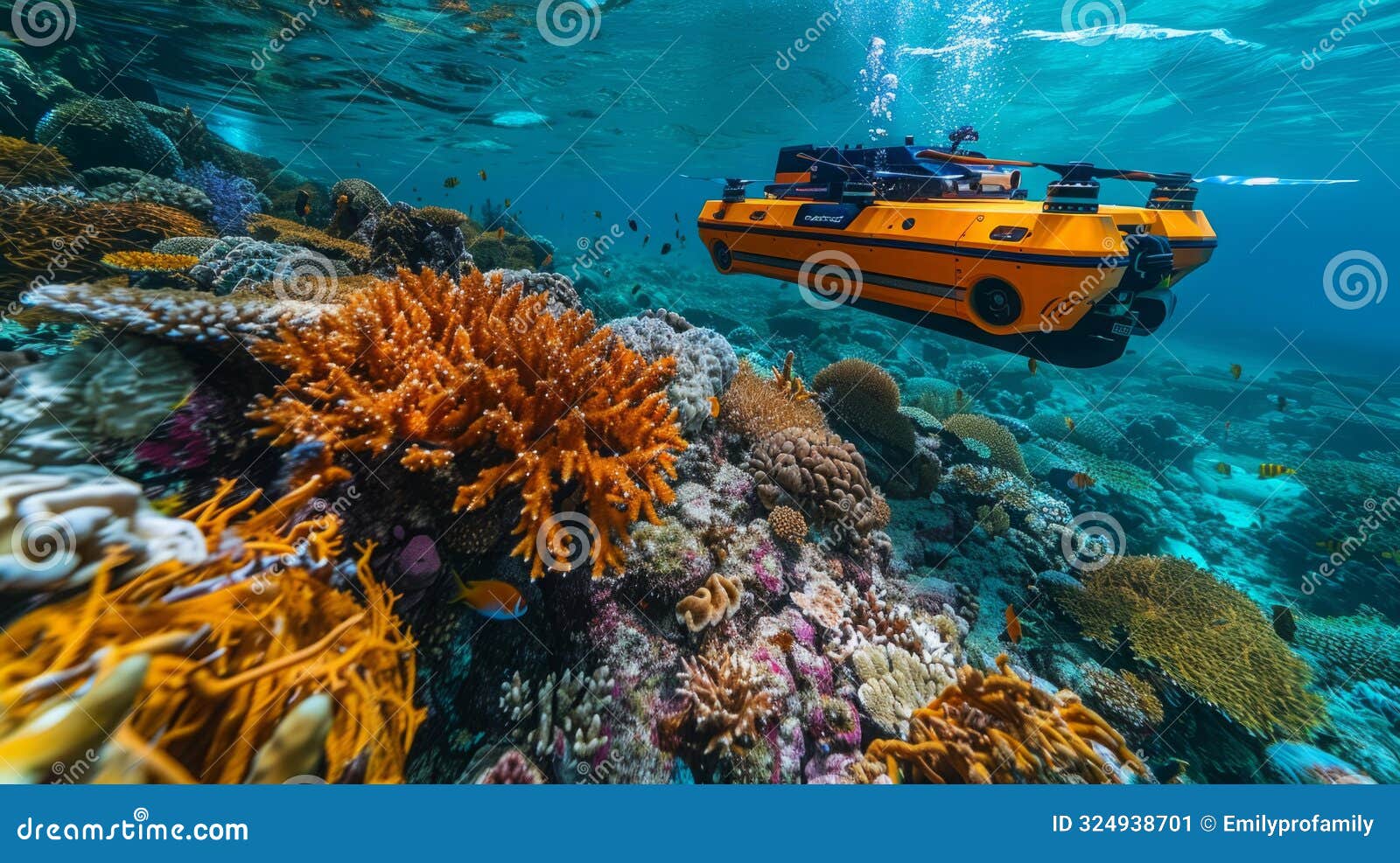 An Underwater Remotely Operated Vehicle Stock Image - Image of plants ...